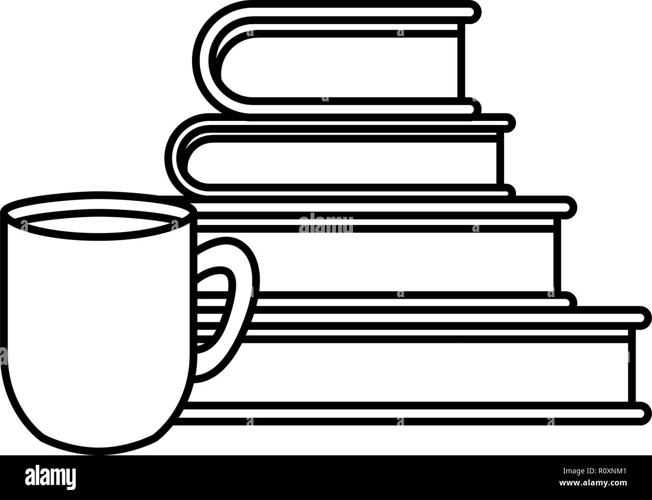 Background books cup tea Stock Vector Images - Alamy