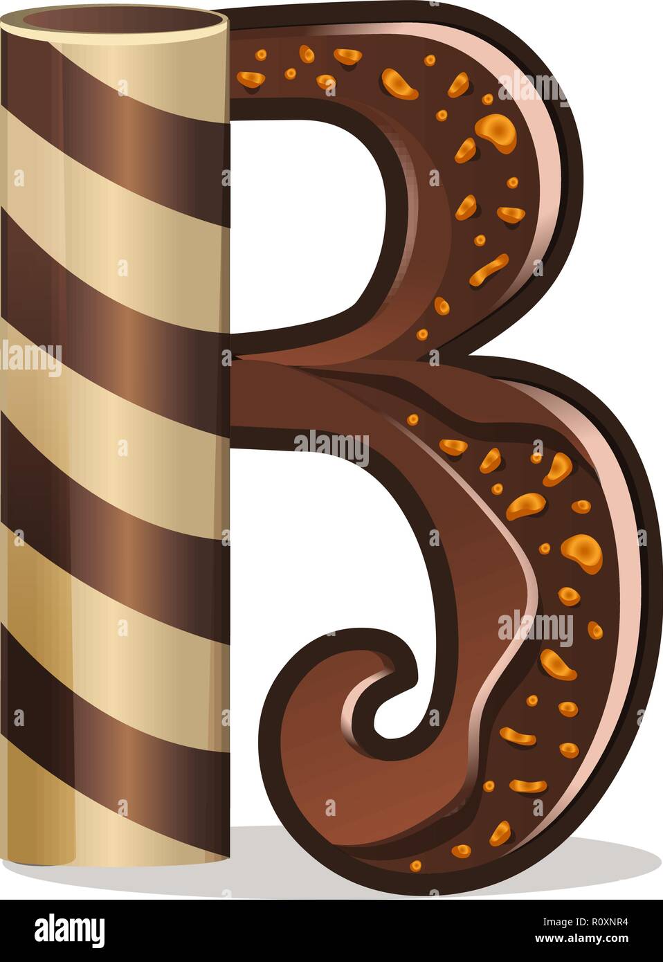 Cards for children for learning the alphabet. Letter b as chocolate, in ...