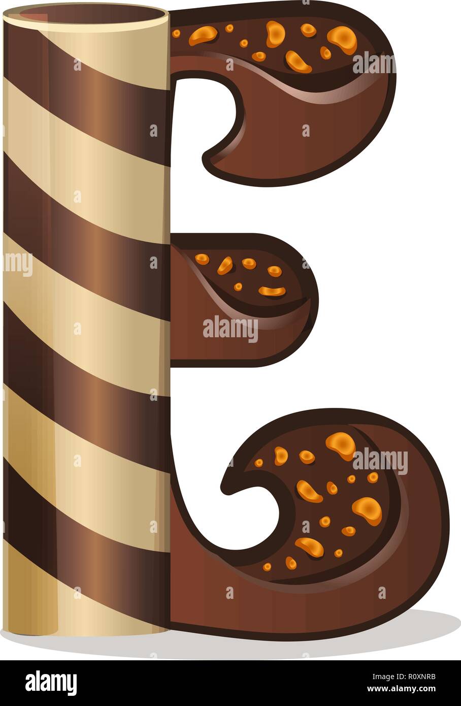 Cards for children for learning the alphabet. Letter e as chocolate, in ...