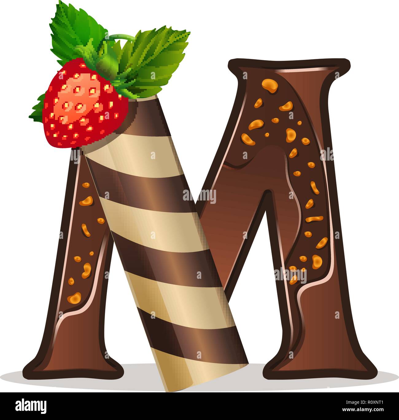Cards for children for learning the alphabet. Letter m as chocolate, in ...