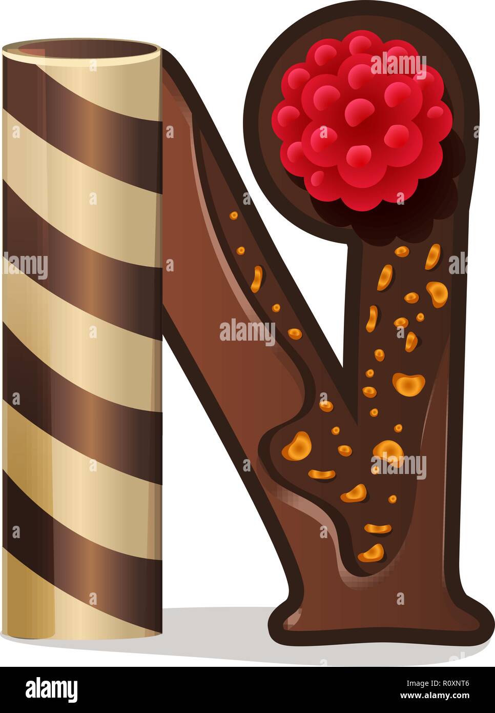 Cards for children for learning the alphabet. Letter n as chocolate, in ...