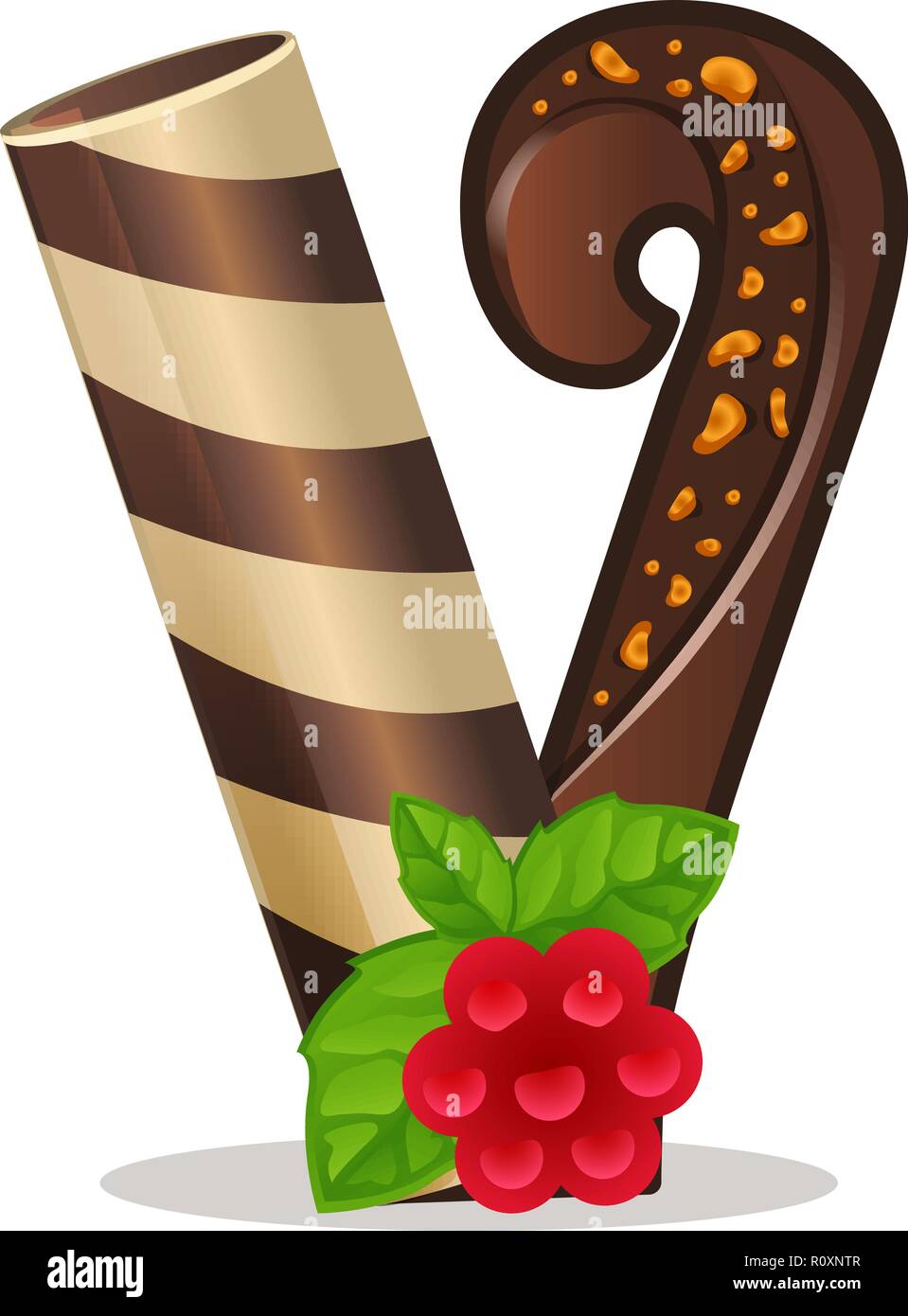 Cards for children for learning the alphabet. Letter v as chocolate, in ...
