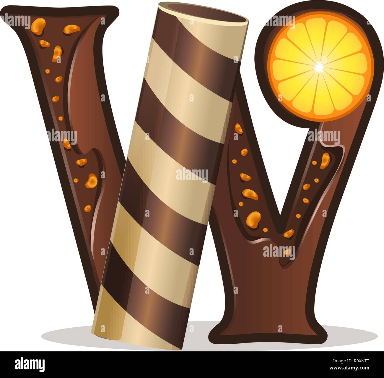 Cards for children for learning the alphabet. Letter w as chocolate, in ...