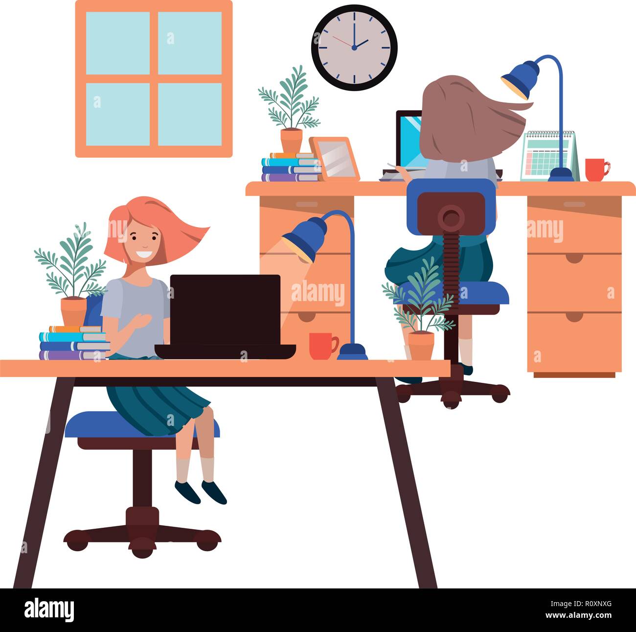 women working in the office avatar character Stock Vector Image & Art ...