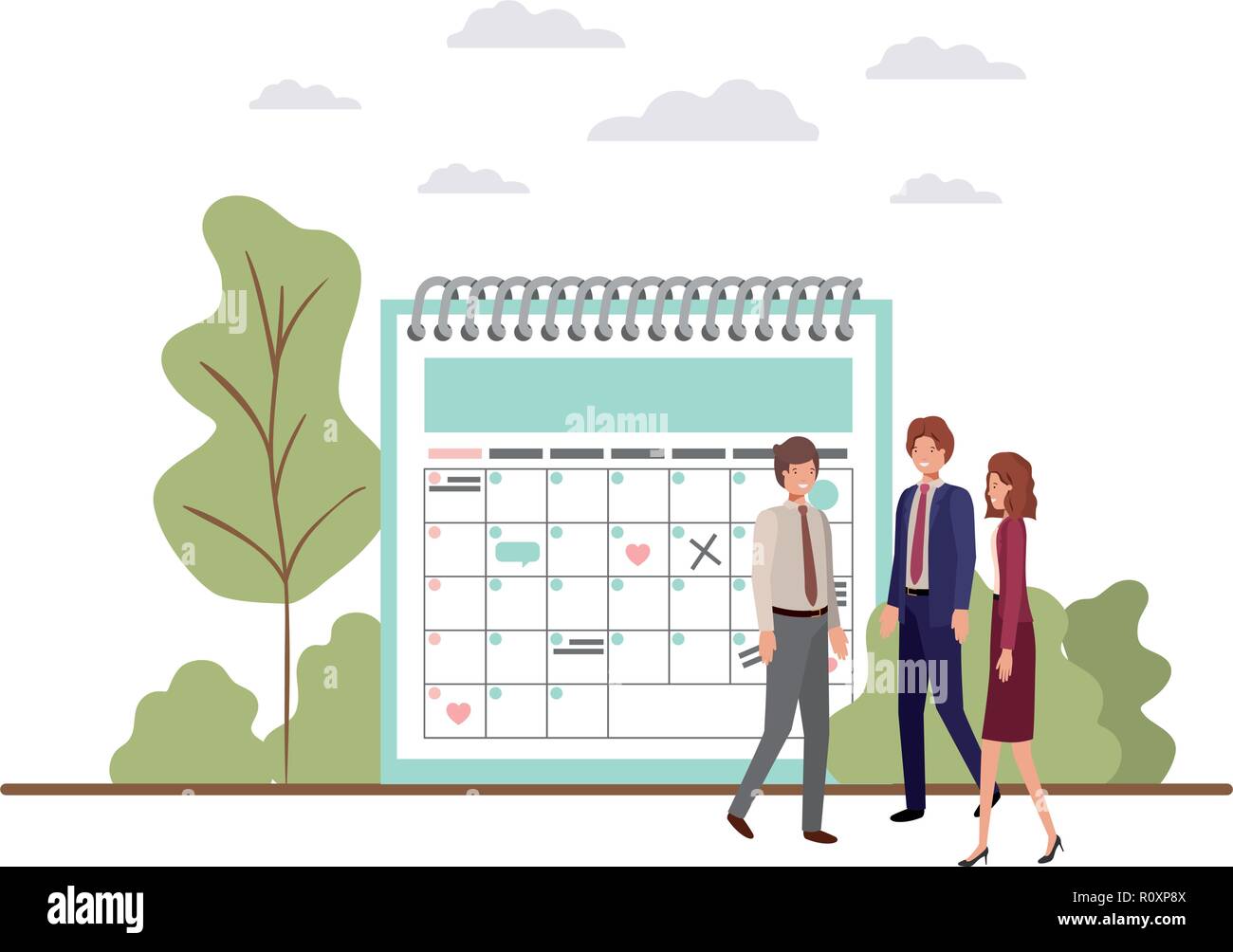 group of people business with calendar reminder Stock Vector Image ...