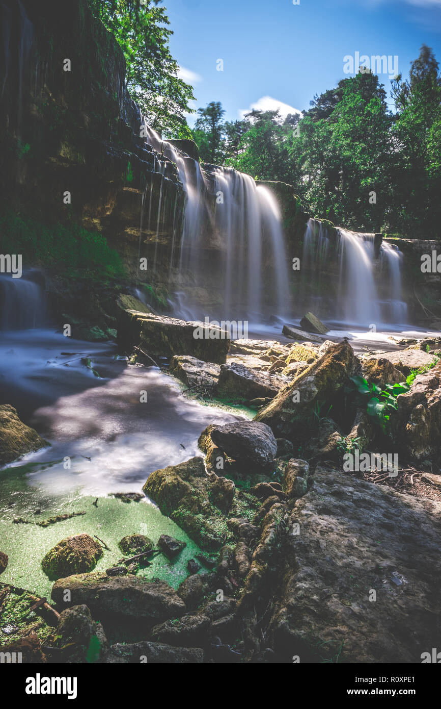 A long-exposure, silky picture of the Keila waterfall in Estonia Stock ...