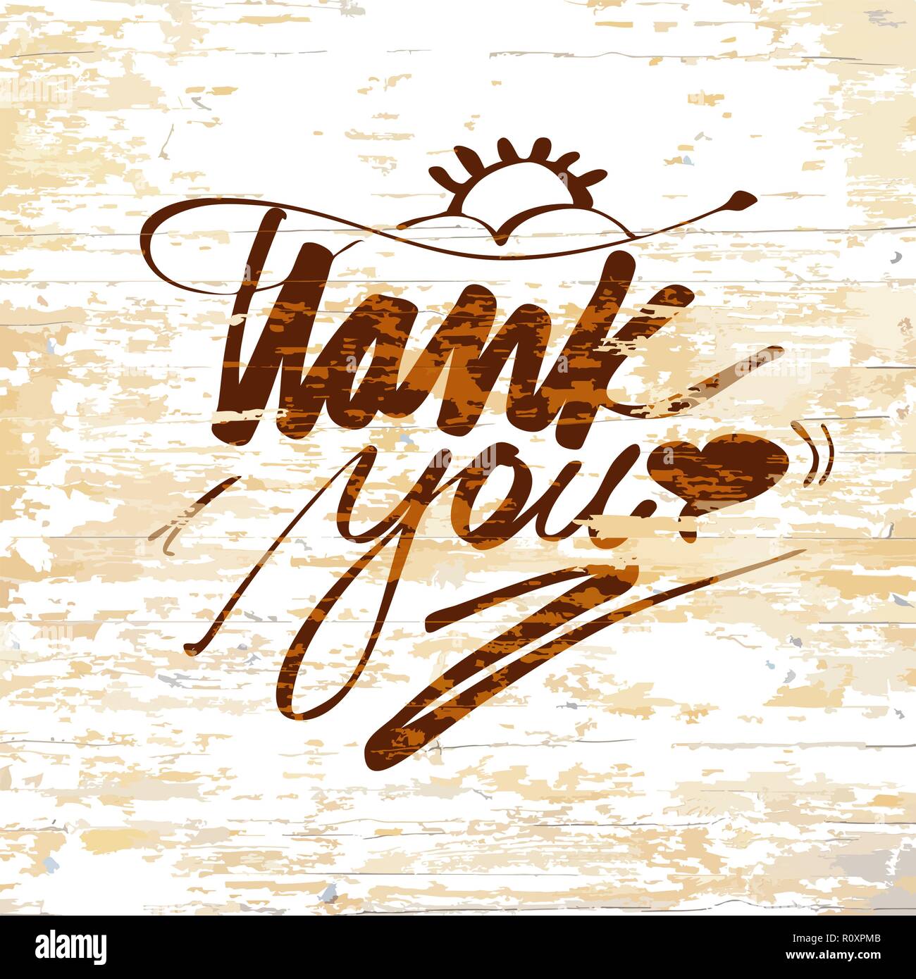 Thank you lettering on wooden background. Vector illustration drawn by hand Stock Vector Image ...