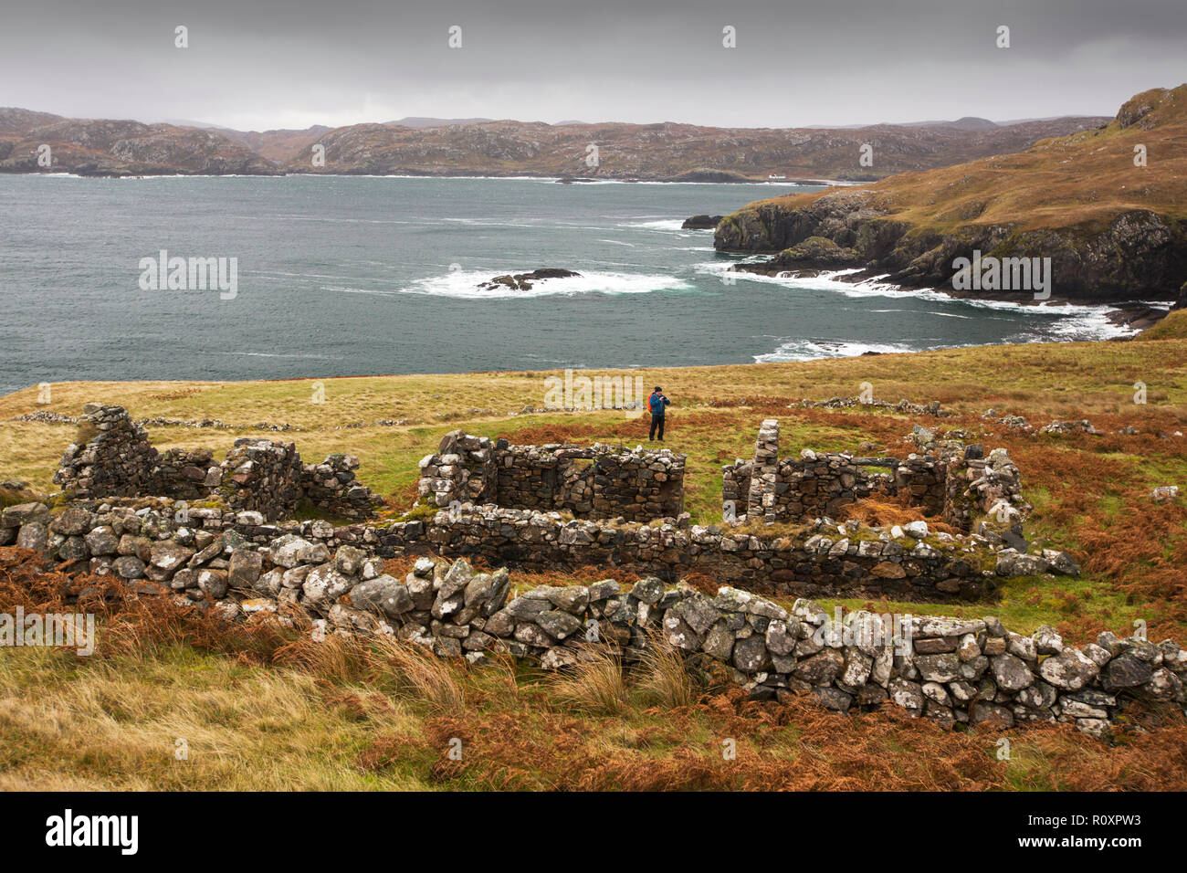An old sheiling house abandoned during the clearances near Clashnessie ...
