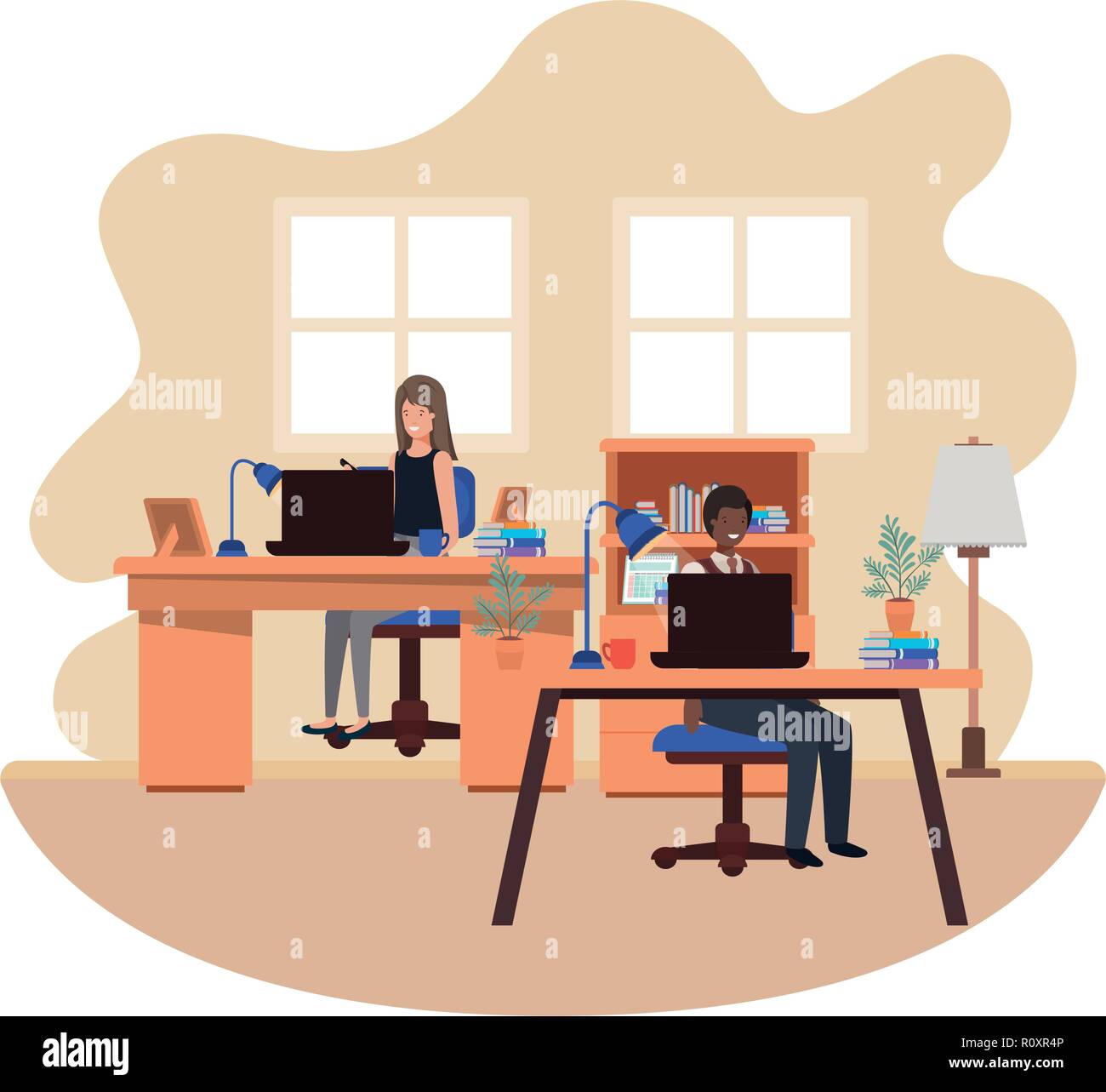 couple working in the office avatar character Stock Vector Image & Art ...
