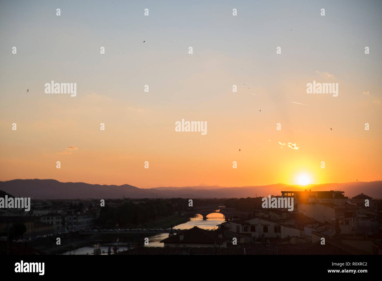 Sunset over Florence and Arno River, Italy Stock Photo - Alamy