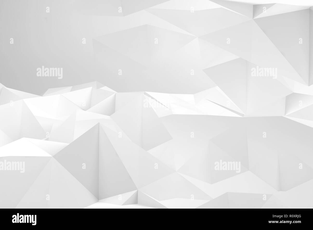 Abstract white digital background texture, intersected low poly ...