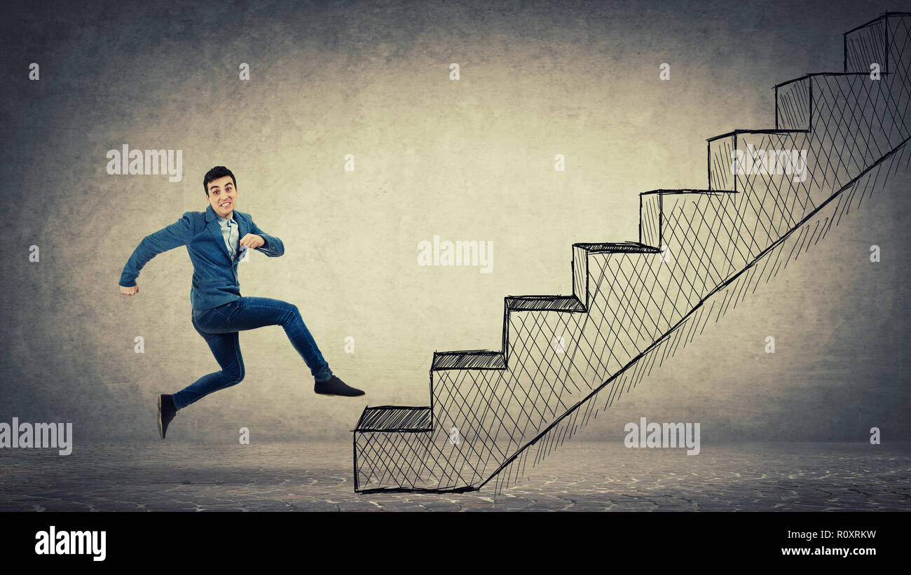 Climbing up stairs achievement happy hi-res stock photography and ...