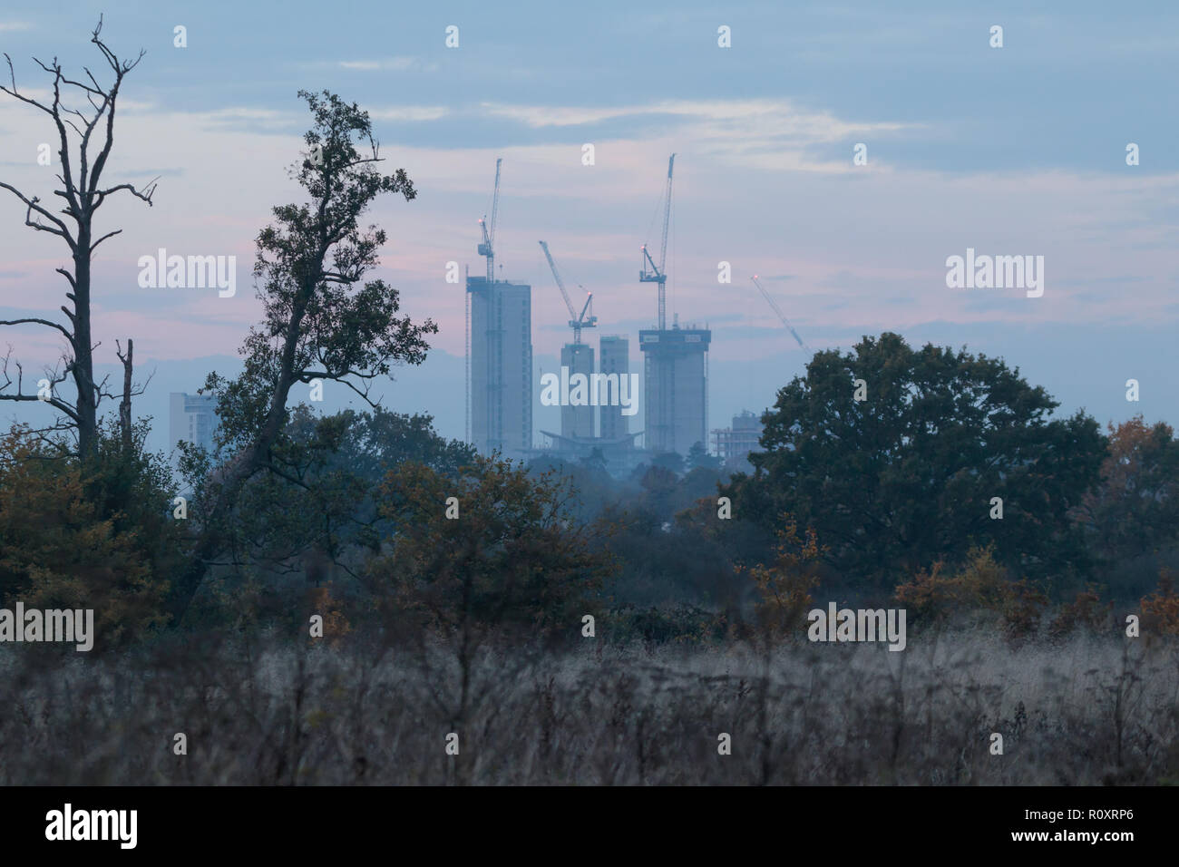 High-rise development in Woking town centre from surrounding ...