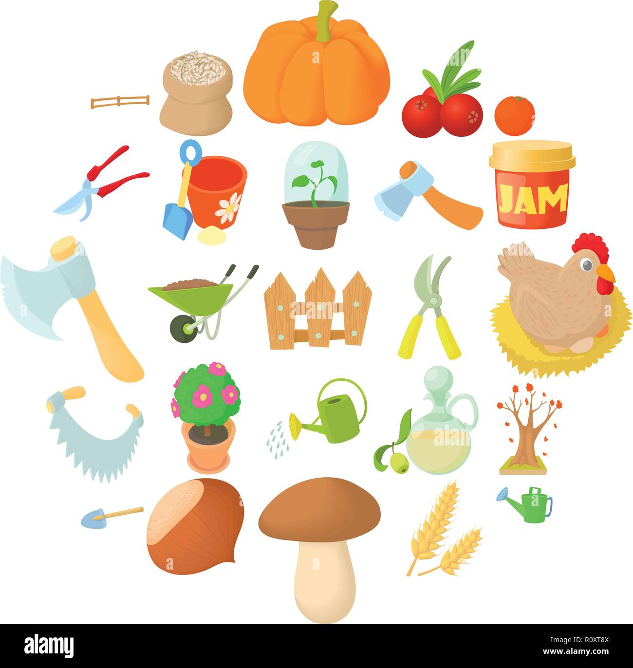 Garden tillage icons set, cartoon style Stock Vector Image & Art - Alamy