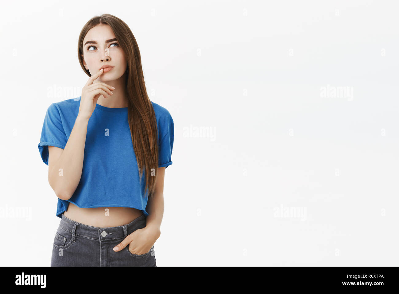 Smart idea think gesture woman hi-res stock photography and images - Alamy