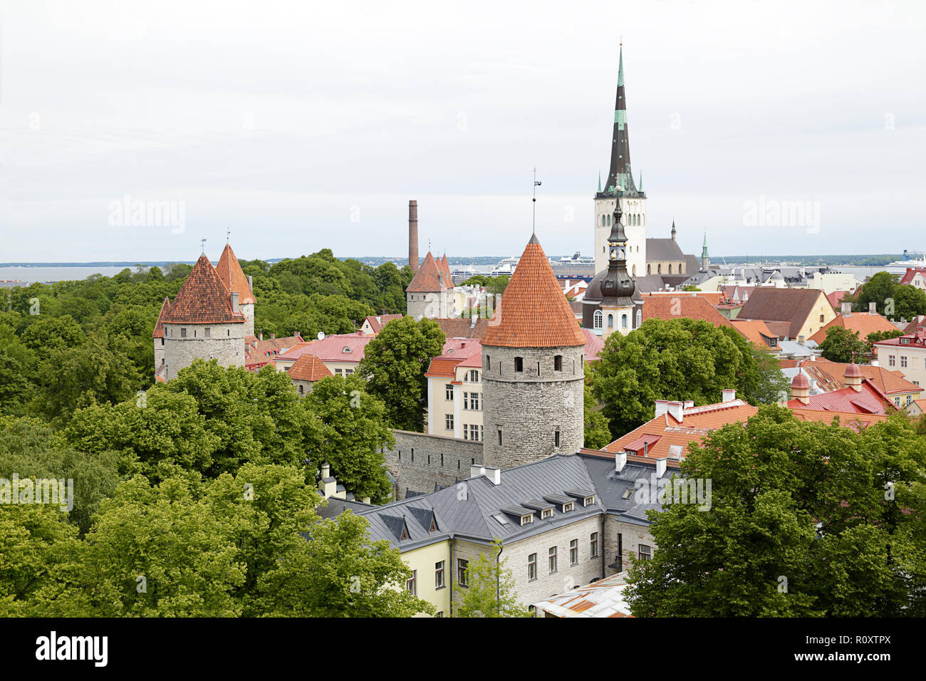 Panoramic view of the old town of Tallinn from Toompea Hill, Estonia ...