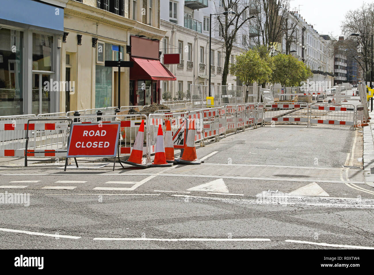Sign at Street Closed for Road Construction Work Stock Photo - Alamy