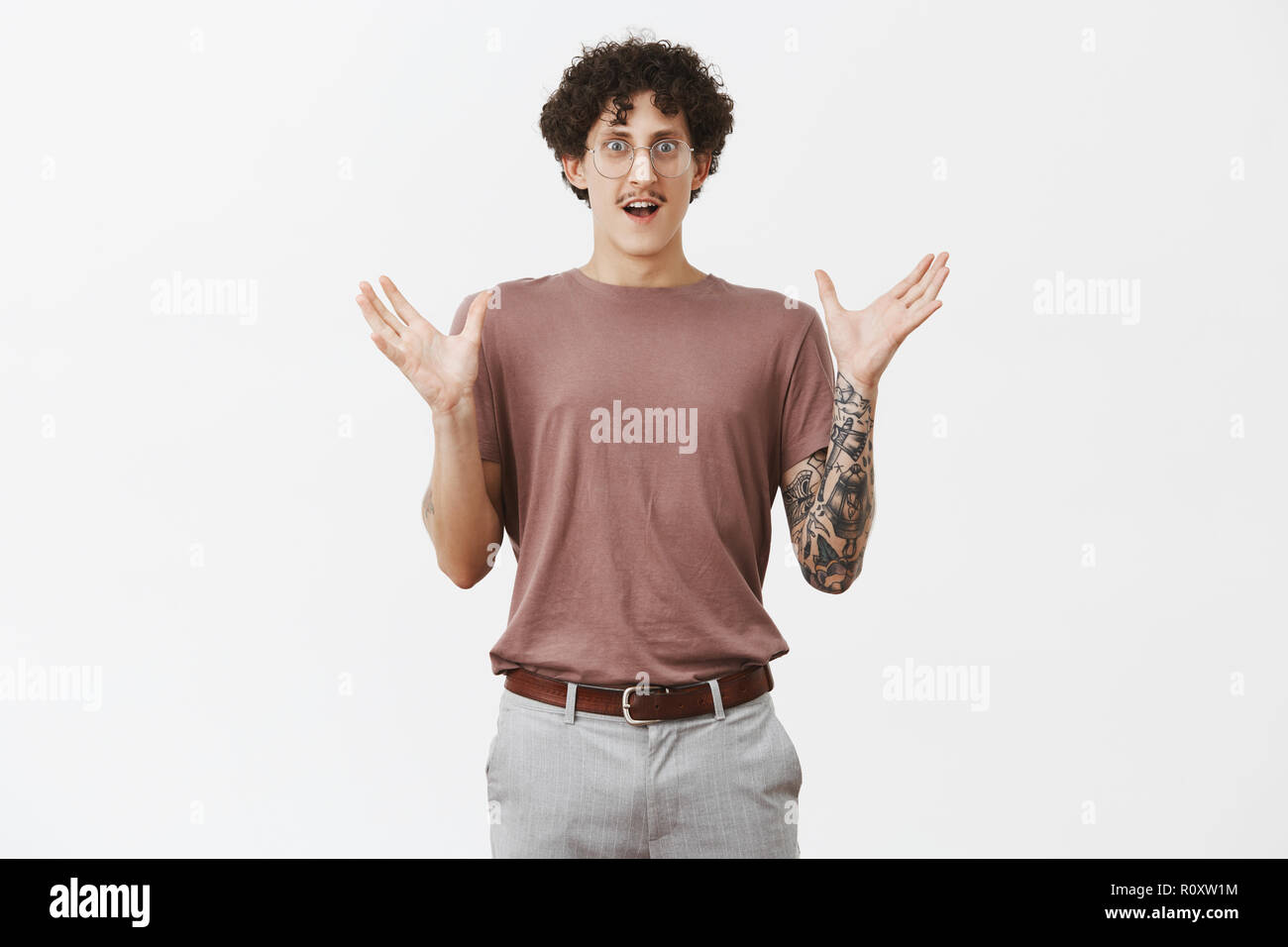 Young male with moustache hi-res stock photography and images - Alamy