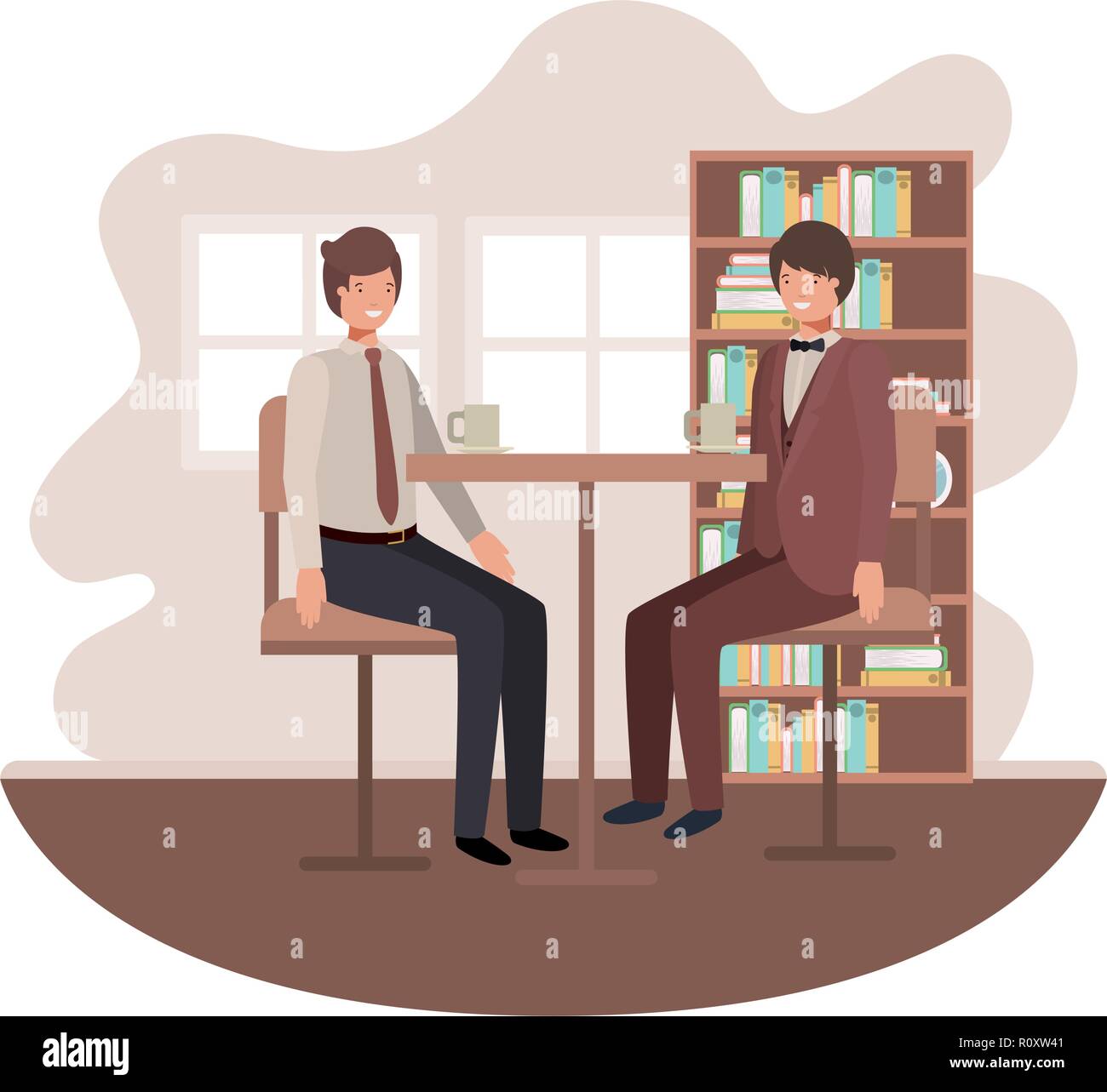 Men drinking coffee in Stock Vector Images - Alamy