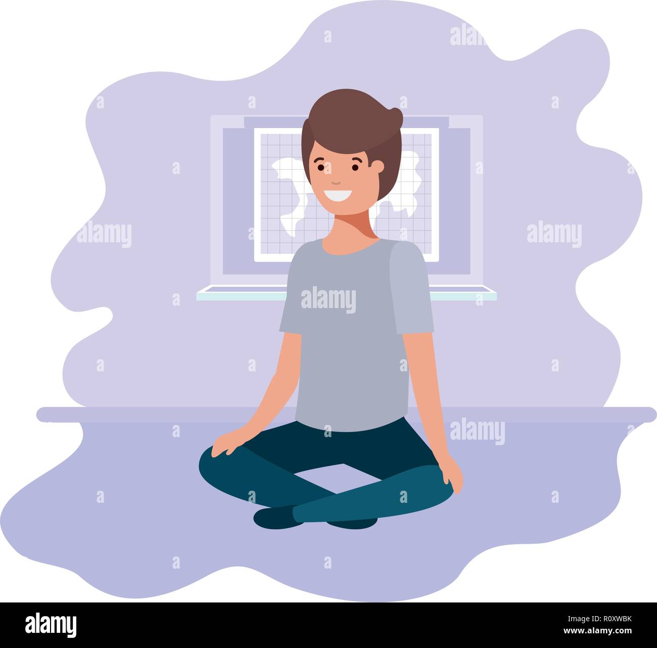 teenager boy sitting avatar character Stock Vector Image & Art - Alamy