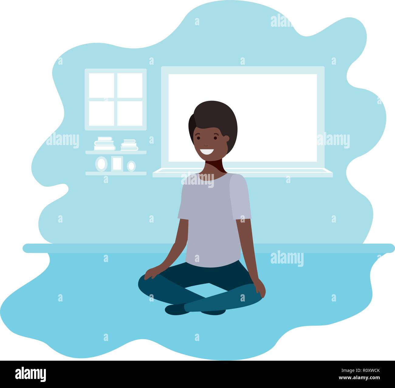 teenager boy sitting avatar character Stock Vector Image & Art - Alamy