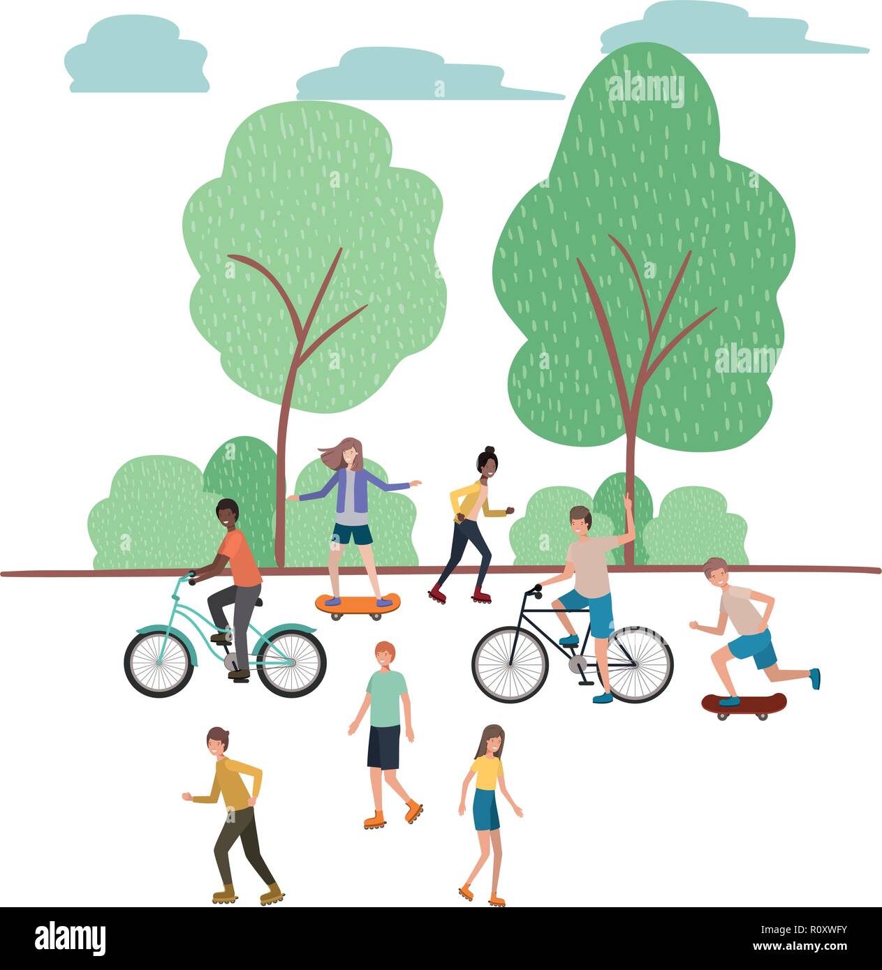 group of people practicing sport characters Stock Vector Image & Art ...