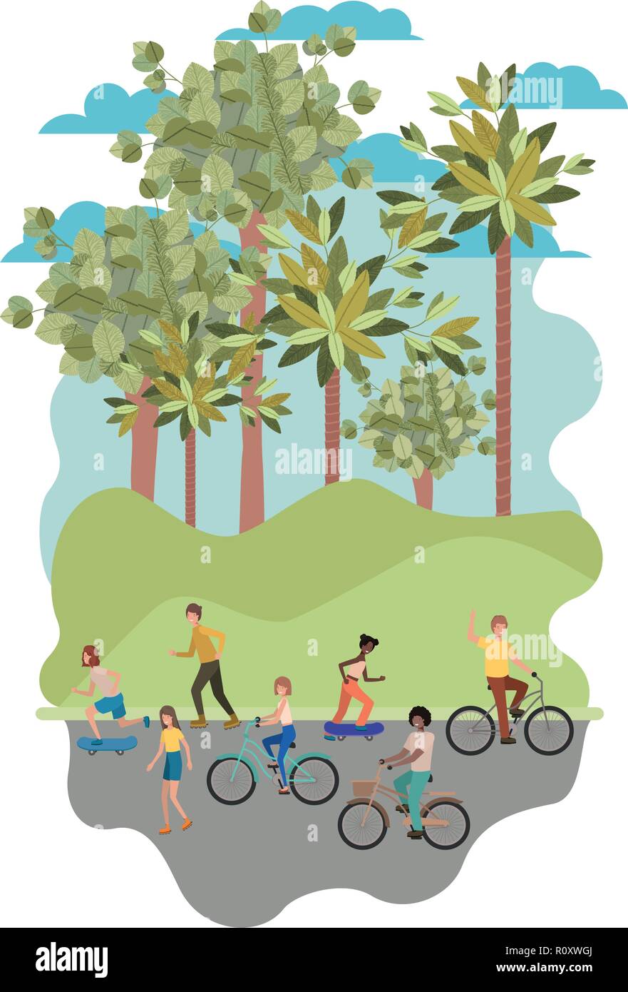 group of people practicing sport characters Stock Vector Image & Art ...