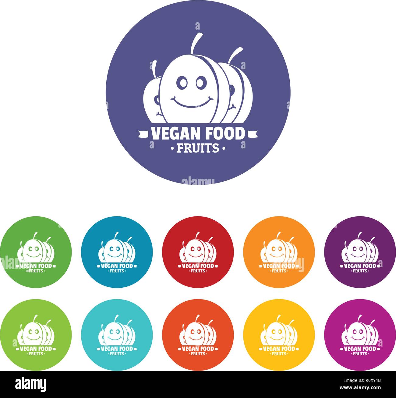 Vegan food icons set vector color Stock Vector Image & Art - Alamy