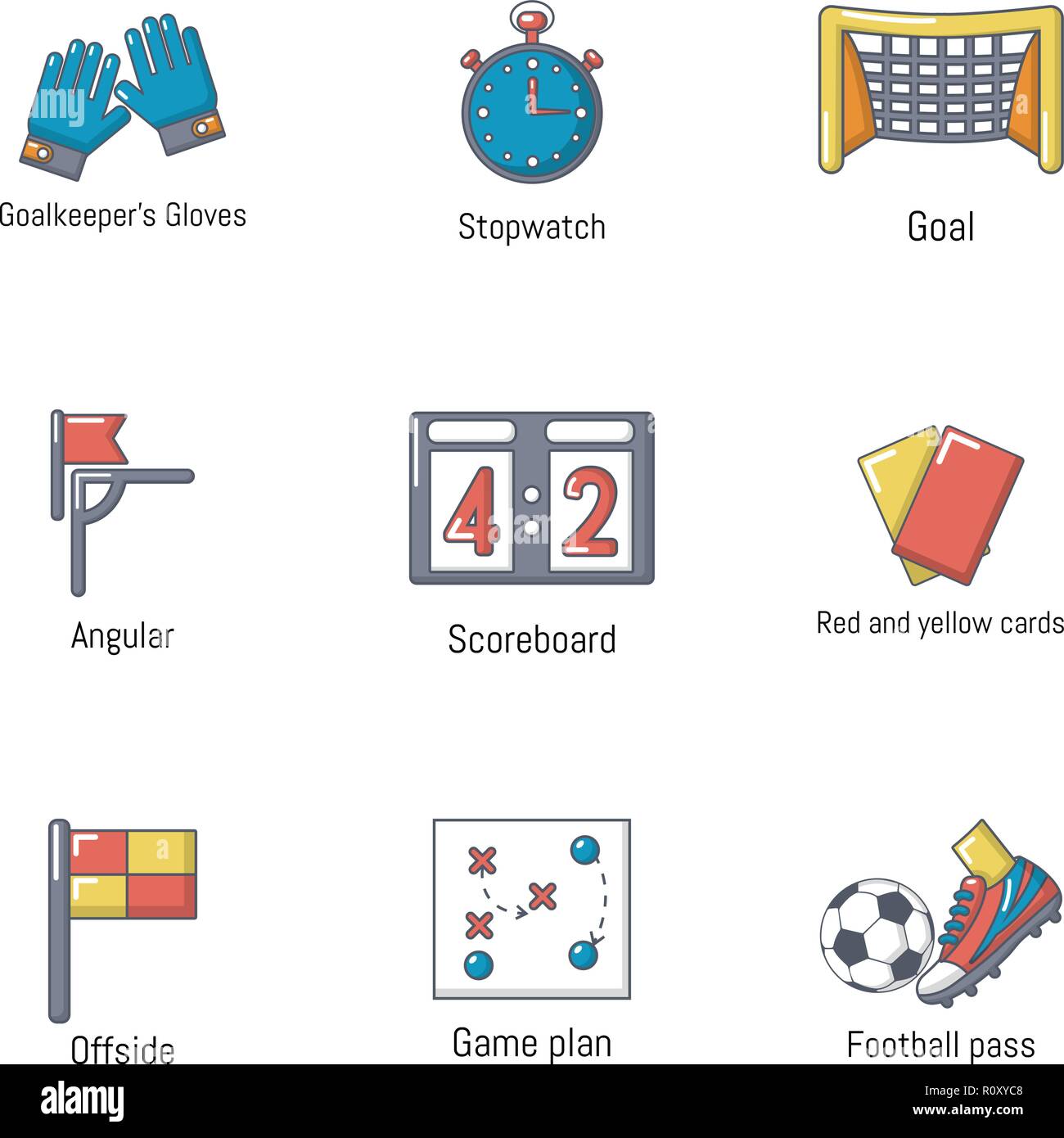 Soccer icons set, cartoon style Stock Vector Image & Art - Alamy