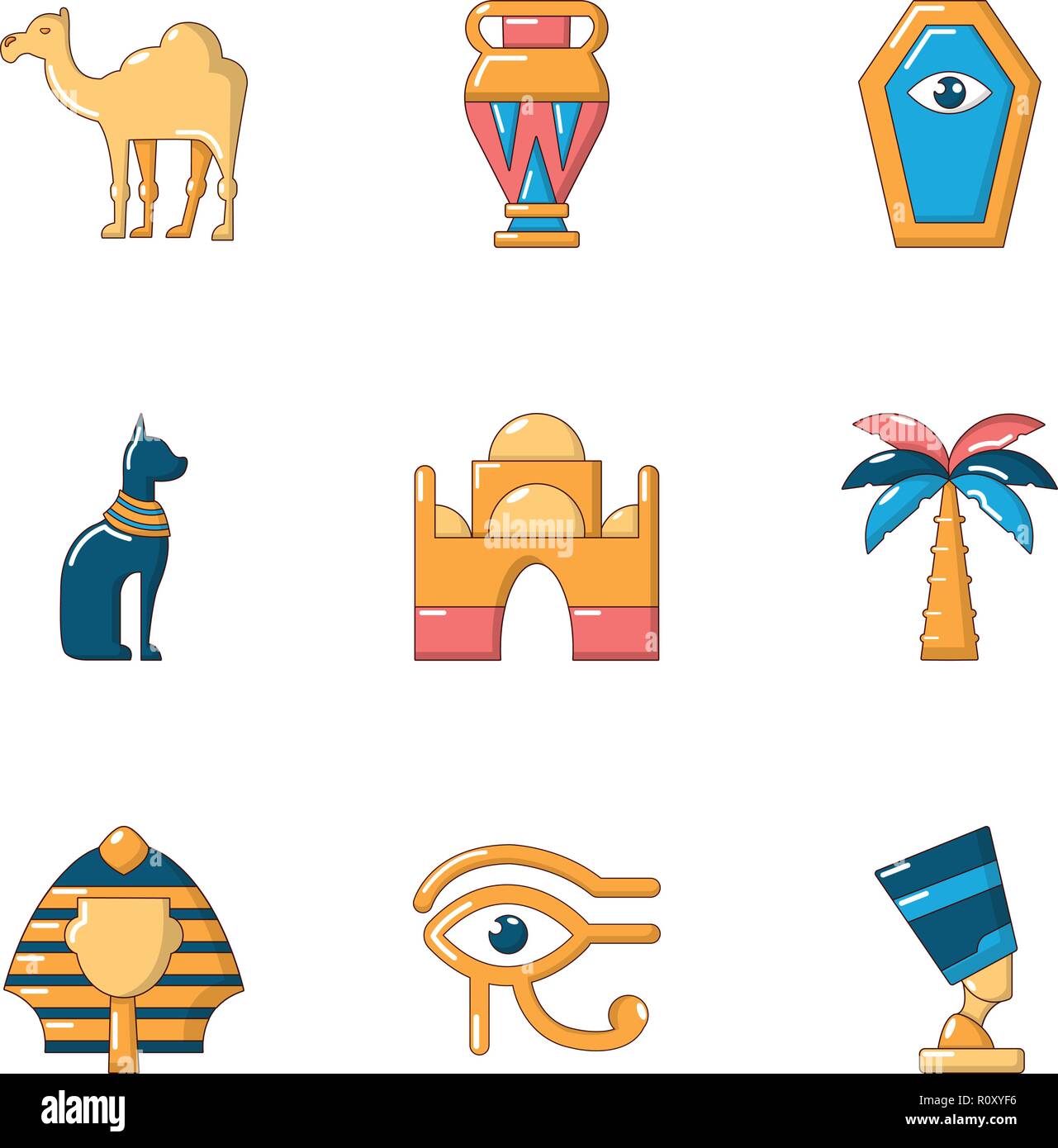 Worship egypt icons set, cartoon style Stock Vector Image & Art - Alamy