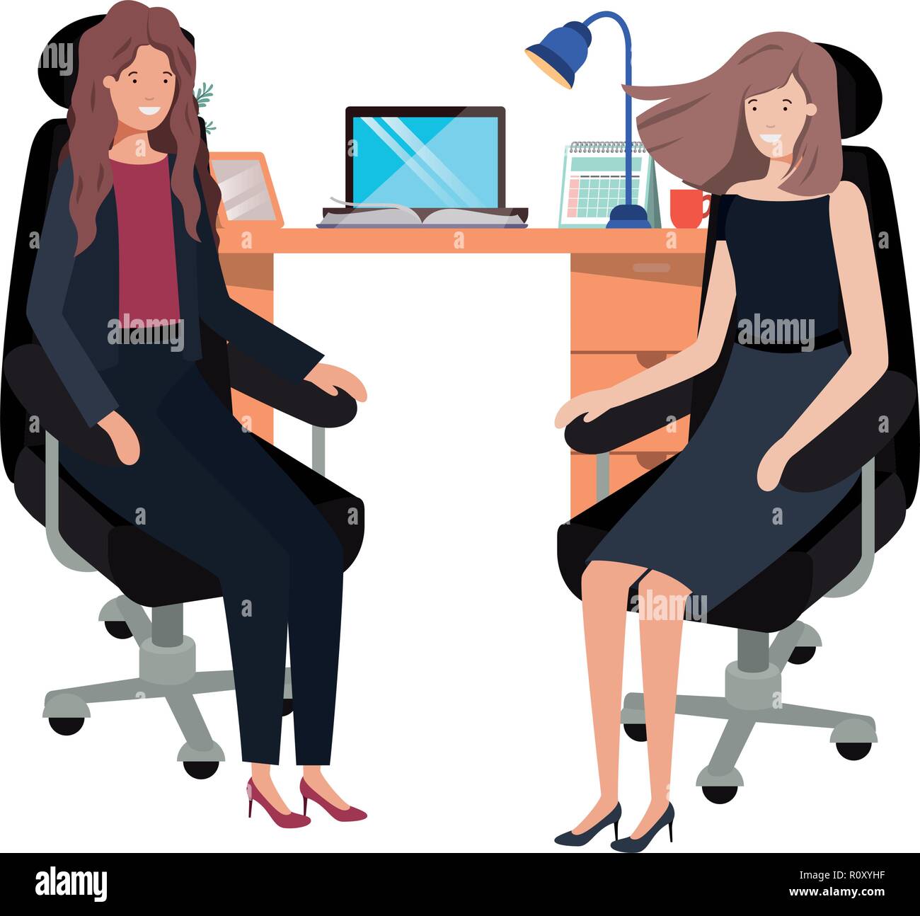 business women in the work office avatar character Stock Vector Image ...