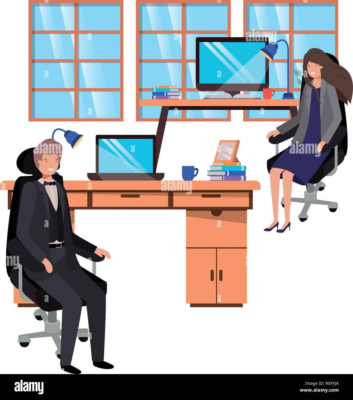 couple of business in the work office avatar character Stock Vector ...