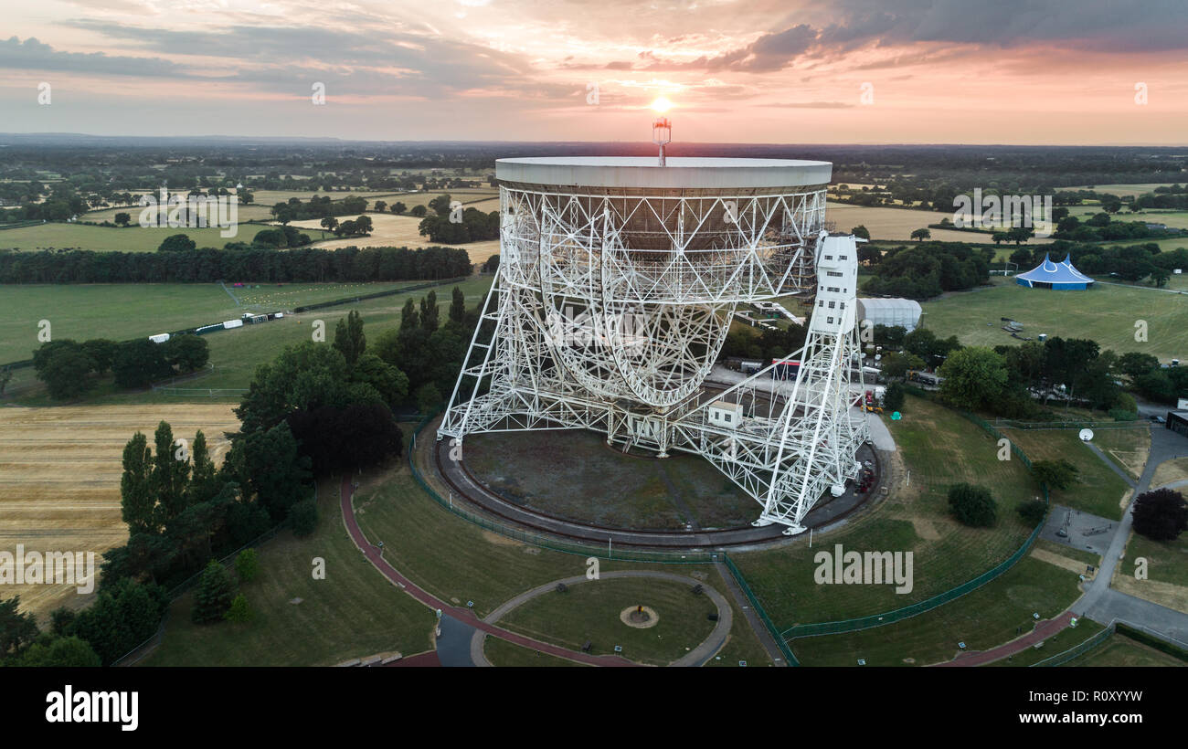 Aerial Shot Of Jodrell Bank Observatory Radio Telescope in Macclesfield ...