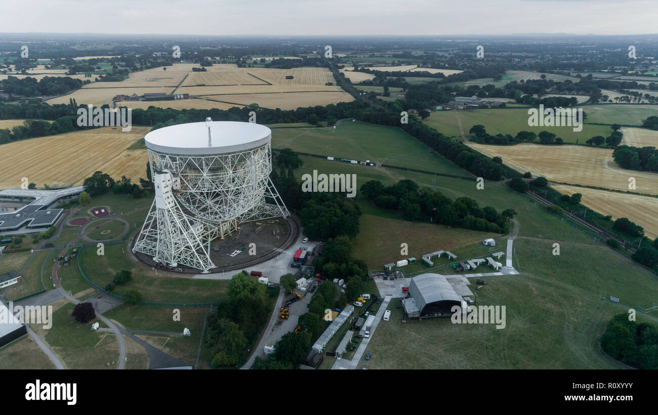 Aerial Shot Of Jodrell Bank Observatory Radio Telescope in Macclesfield ...