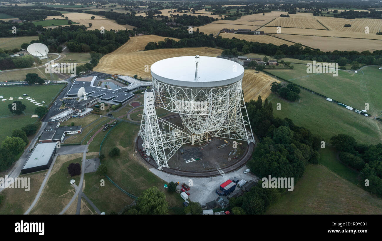 Aerial Shot Of Jodrell Bank Observatory Radio Telescope in Macclesfield ...