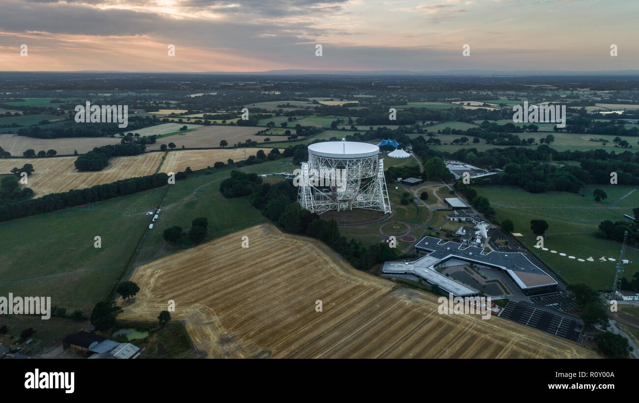 Aerial Shot Of Jodrell Bank Observatory Radio Telescope in Macclesfield ...