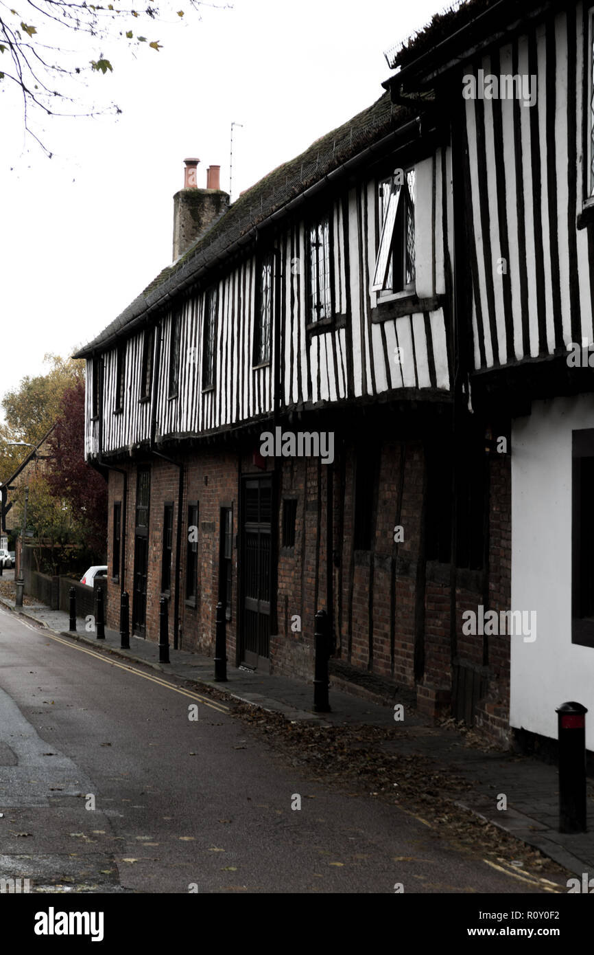 Olde Enlish style buildings on a row of houses Stock Photo - Alamy