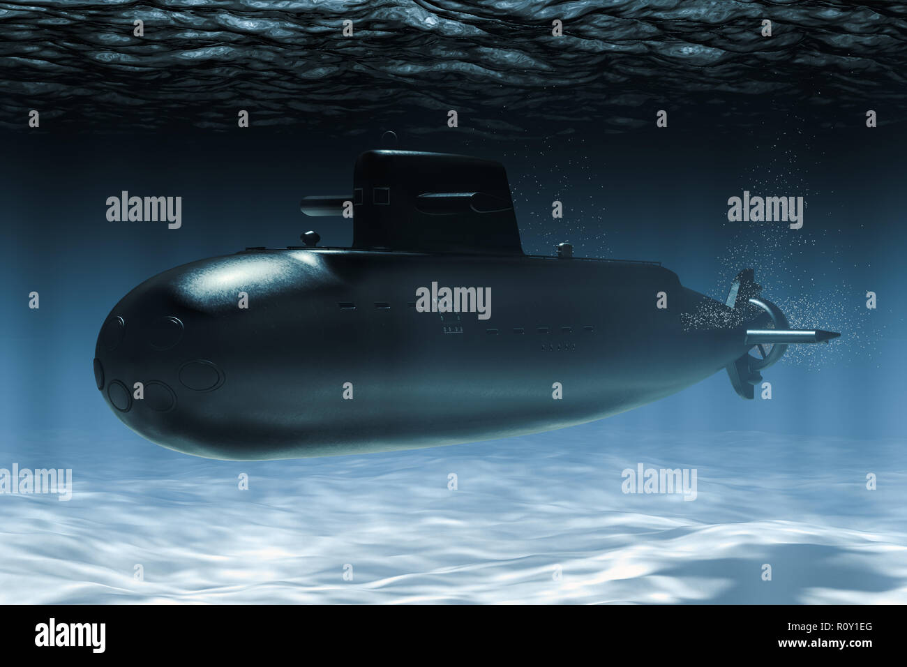 Submarine underwater, 3D rendering Stock Photo - Alamy