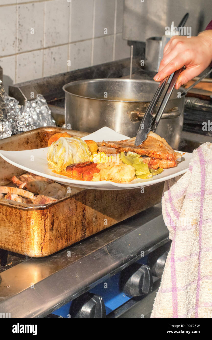 Traditional pub restaurant sunday lunch english hi-res stock ...