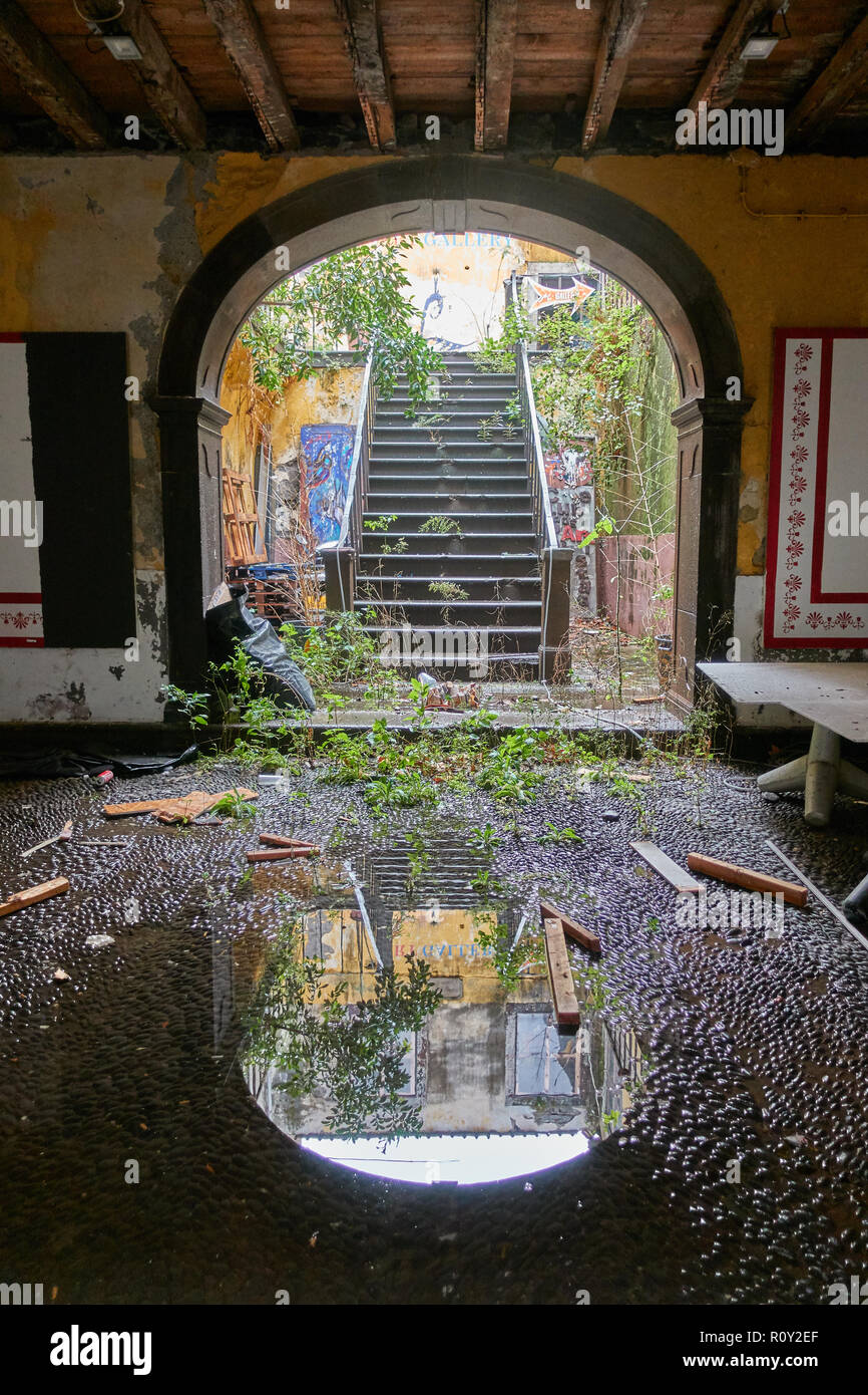 Reflection of stairs inside an abandoned house in Funchal, Madeira ...