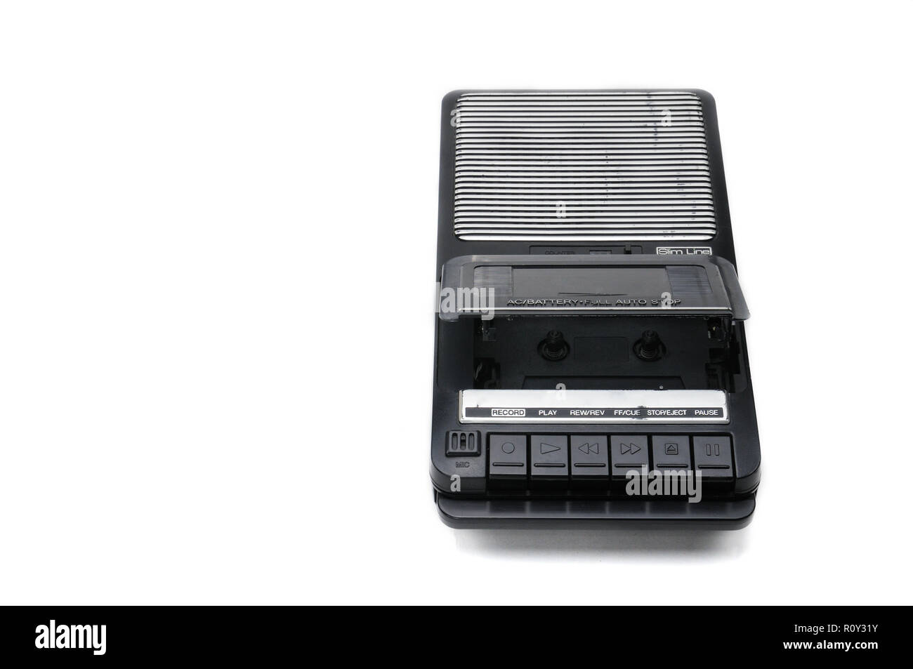 Cassette tape recorder for recording and playing audio cassettes on an ...