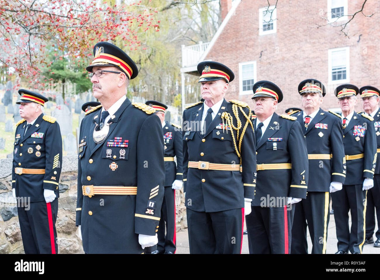 Military funeral procession at the Holy Family Parish in Concord, Mass ...