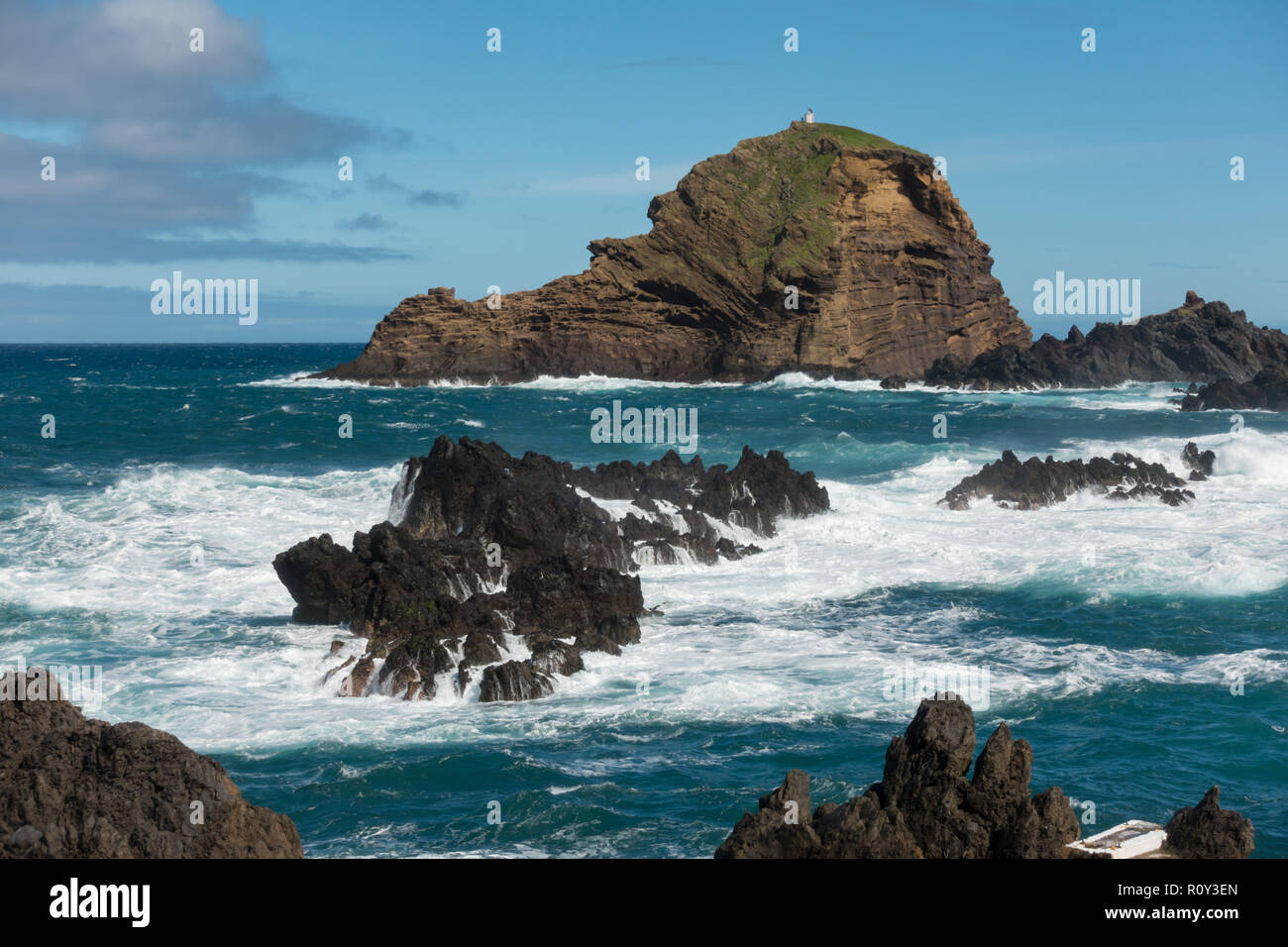 Mole islet in Porto Moniz in Madeira Stock Photo - Alamy