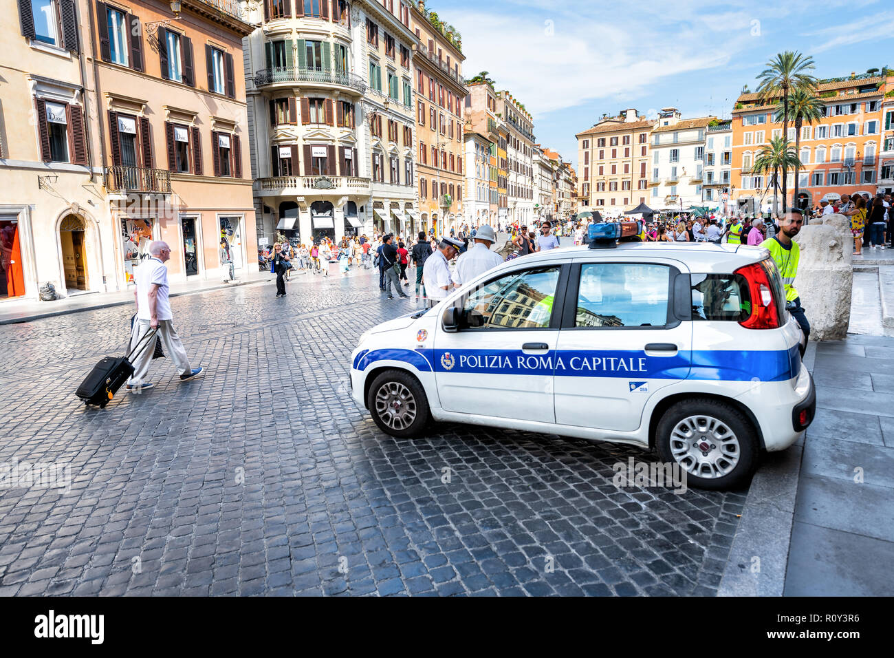 Rome, Italy - September 4, 2018: Small Police car parked on street ...