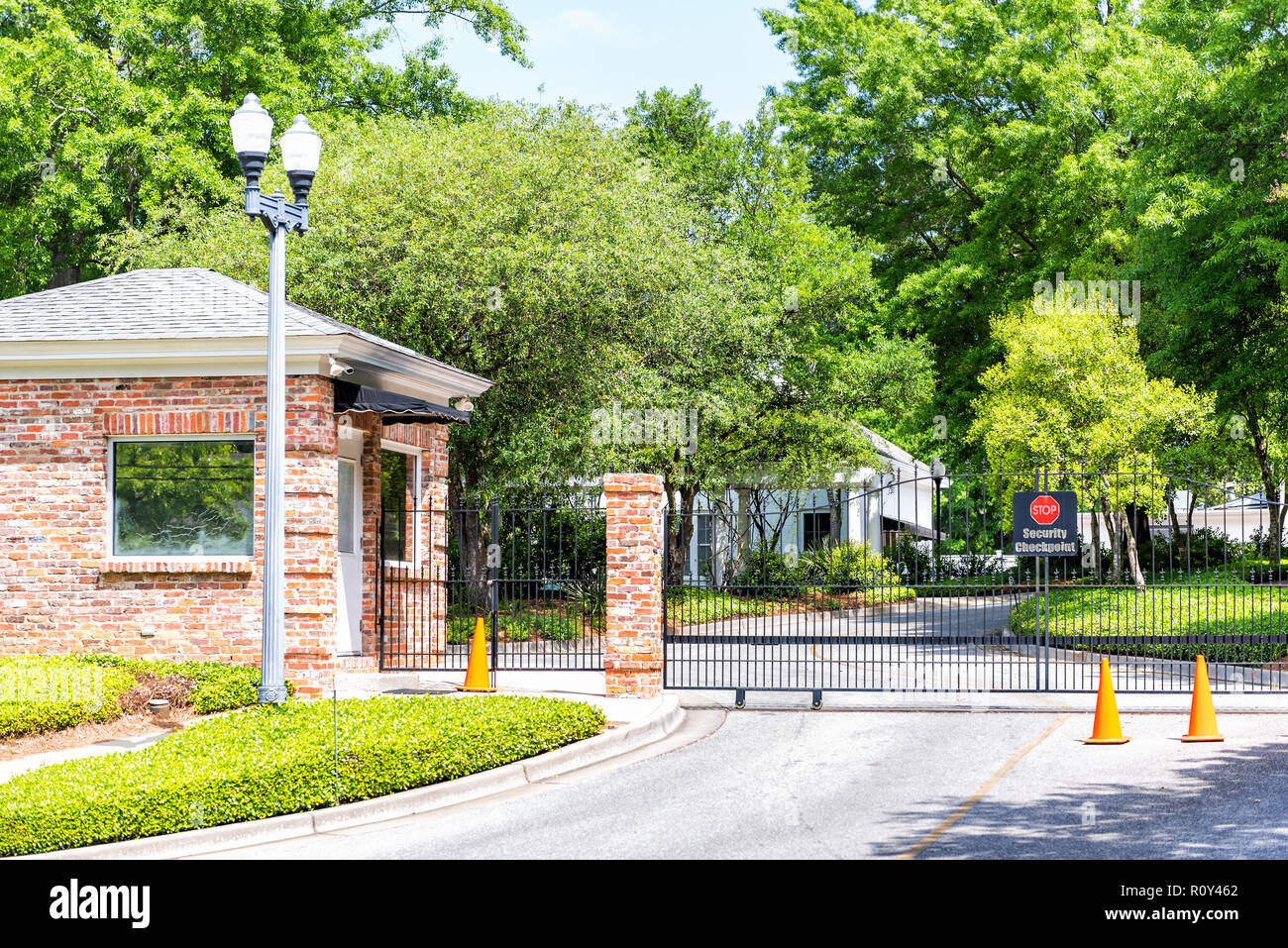 Montgomery, USA - April 21, 2018: Entrance gate on street during day in ...