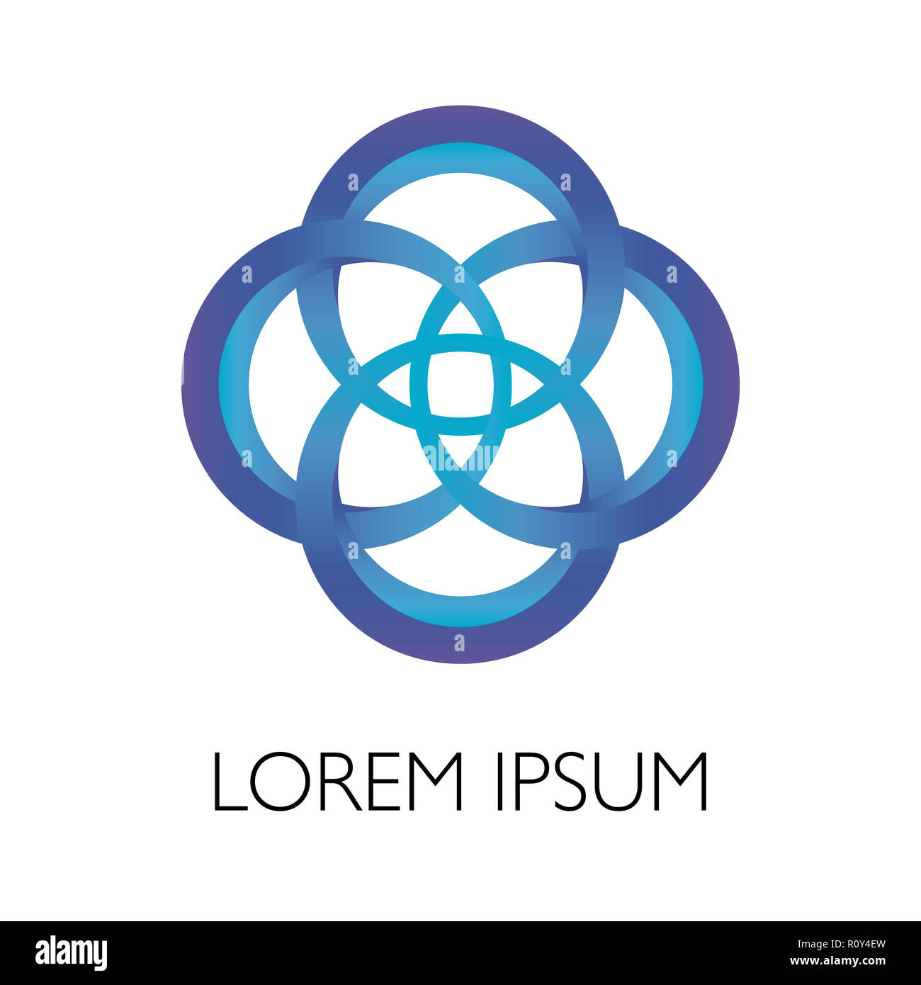 Abstract blue circular chain links, logo template. Connecting concept ...