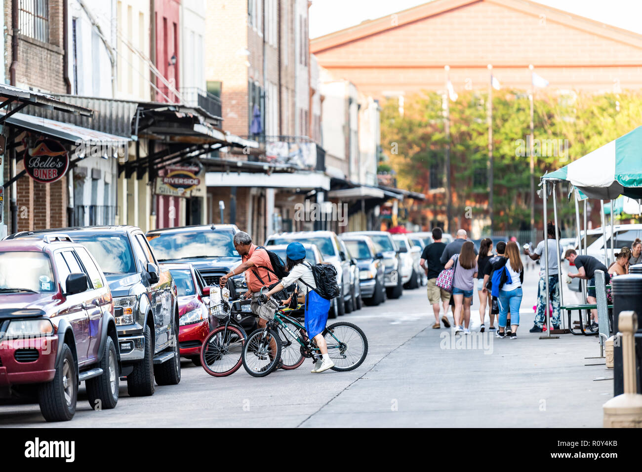 New Orleans, USA - April 22, 2018: Old town Decatur street in Louisiana ...
