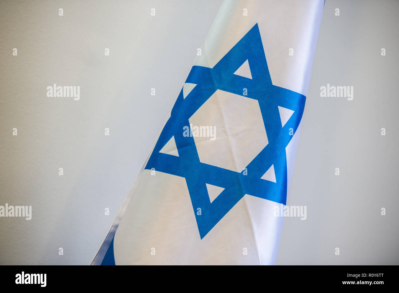 07 November 2018, Berlin: A flag of Israel stands at a ceremony in the ...