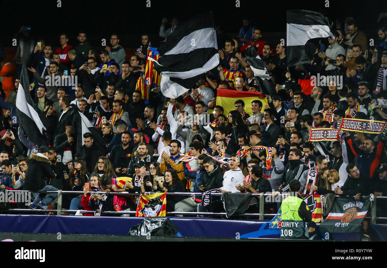 Valencia fans during the UEFA Champions League football match between ...