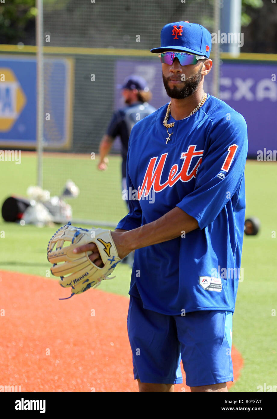 November 4, 2018 - New York Mets Amed Rosario during a warm up workout ...